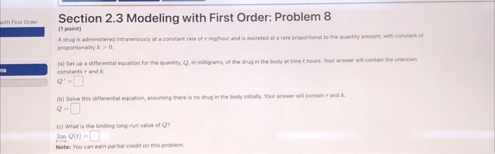 Solved Section 2 3 Modeling With First Order Problem 8 1