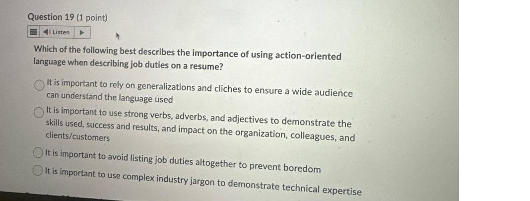 Solved Question 19 (1 ﻿point)ListenWhich of the following | Chegg.com