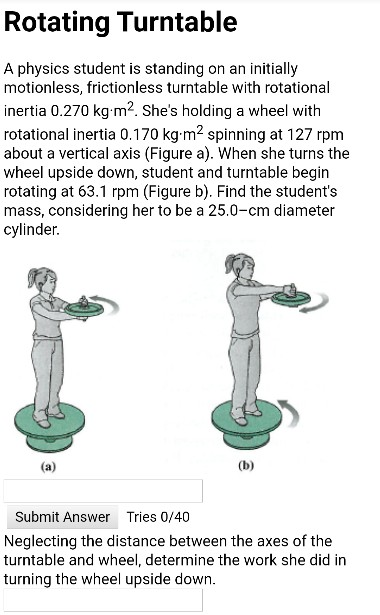 Solved Rotating Turntable A physics student is standing on | Chegg.com