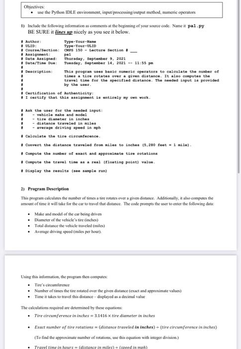 Solved Objectives: use the Python IDLE environment, input | Chegg.com