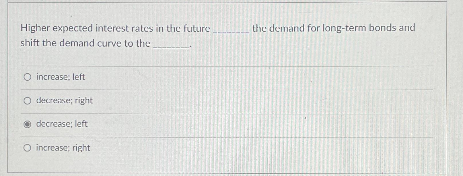 Solved Higher expected interest rates in the future the | Chegg.com