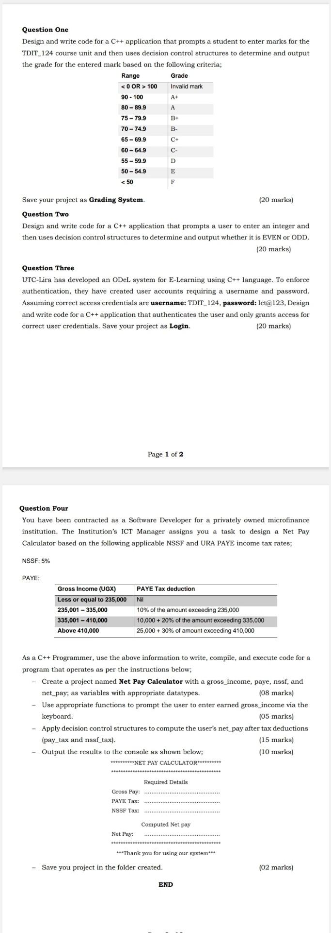 Solved Question One Design and write code for a C++ | Chegg.com