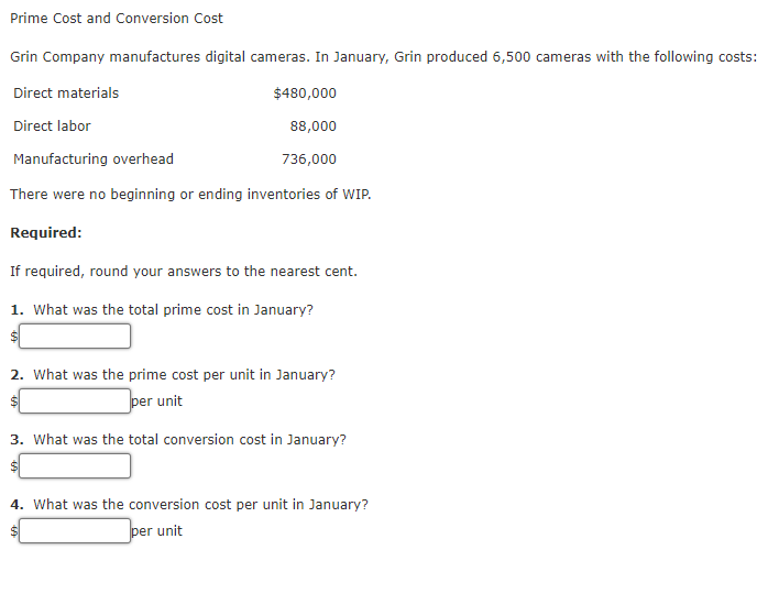 Solved Prime Cost and Conversion CostGrin Company | Chegg.com