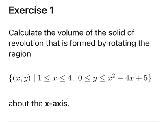 Solved Exercise 1Calculate the volume of the solid of | Chegg.com