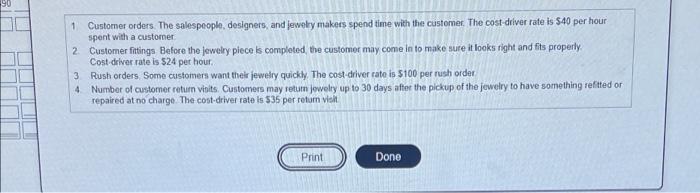 Solved 1 Customer orders. The salespeople, designers, and | Chegg.com