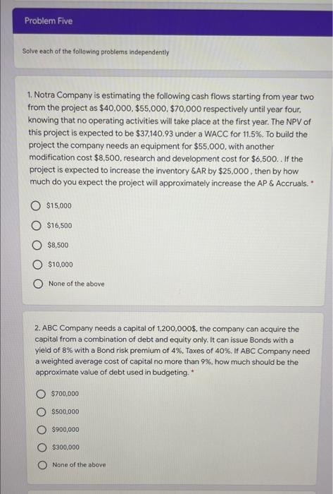 Solved Problem Five Solve each of the following problems | Chegg.com
