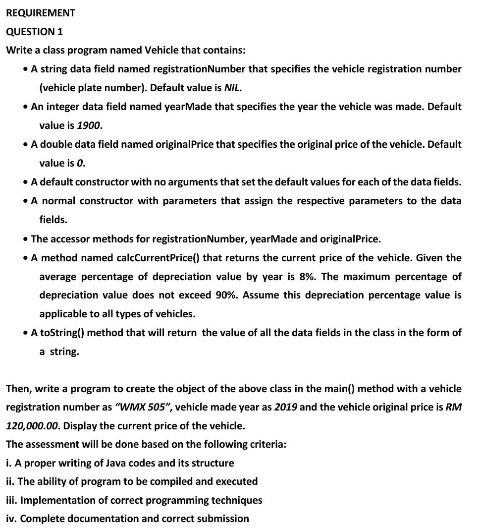 Solved REQUIREMENT QUESTION 1 Nrite a class program named | Chegg.com Solved REQUIREMENT QUESTION 1 Nrite a class program named | Chegg.com