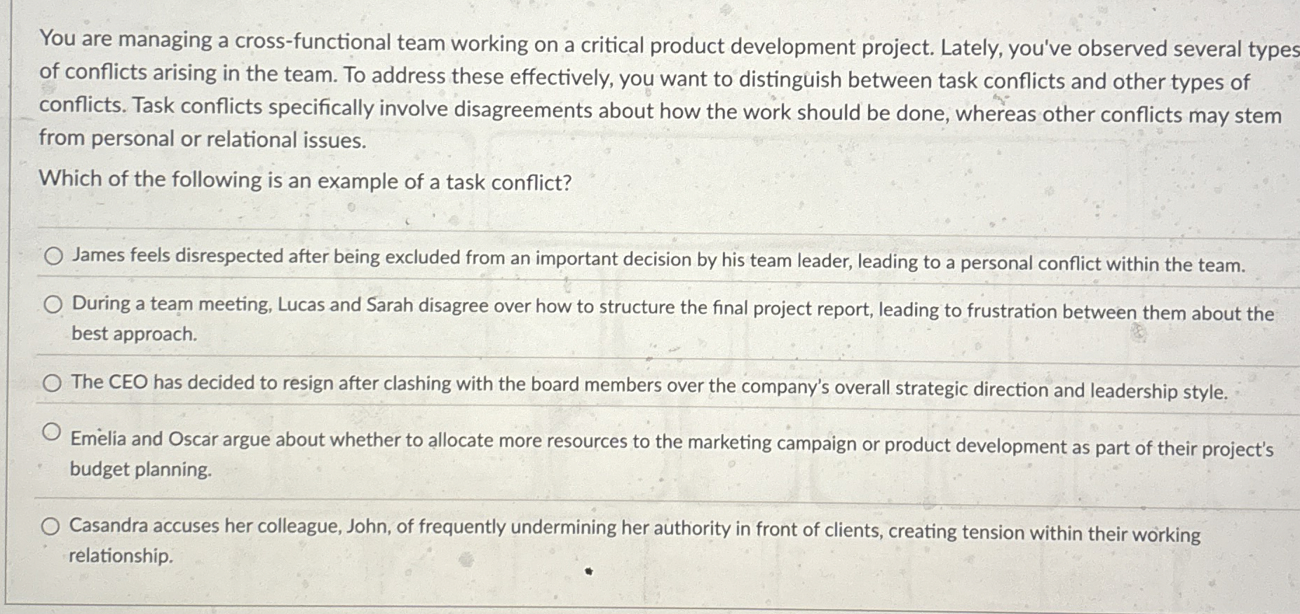 Solved You are managing a cross-functional team working on a | Chegg.com