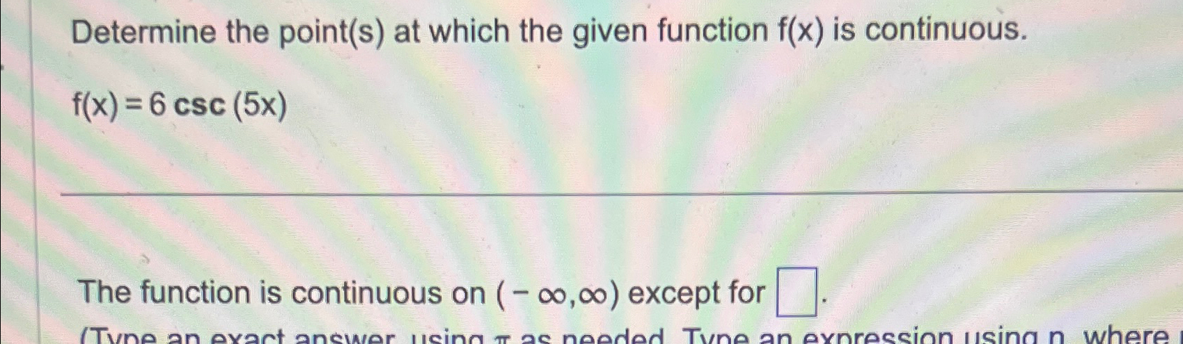 Solved Determine the point(s) ﻿at which the given function | Chegg.com