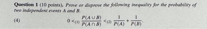 Solved Question 1 (10 points). Prove or disprove the | Chegg.com
