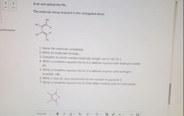 Scan and upload the file. The molecule being analyzed | Chegg.com