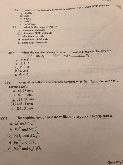 Solved Which of the following formulas is incorrect for a | Chegg.com