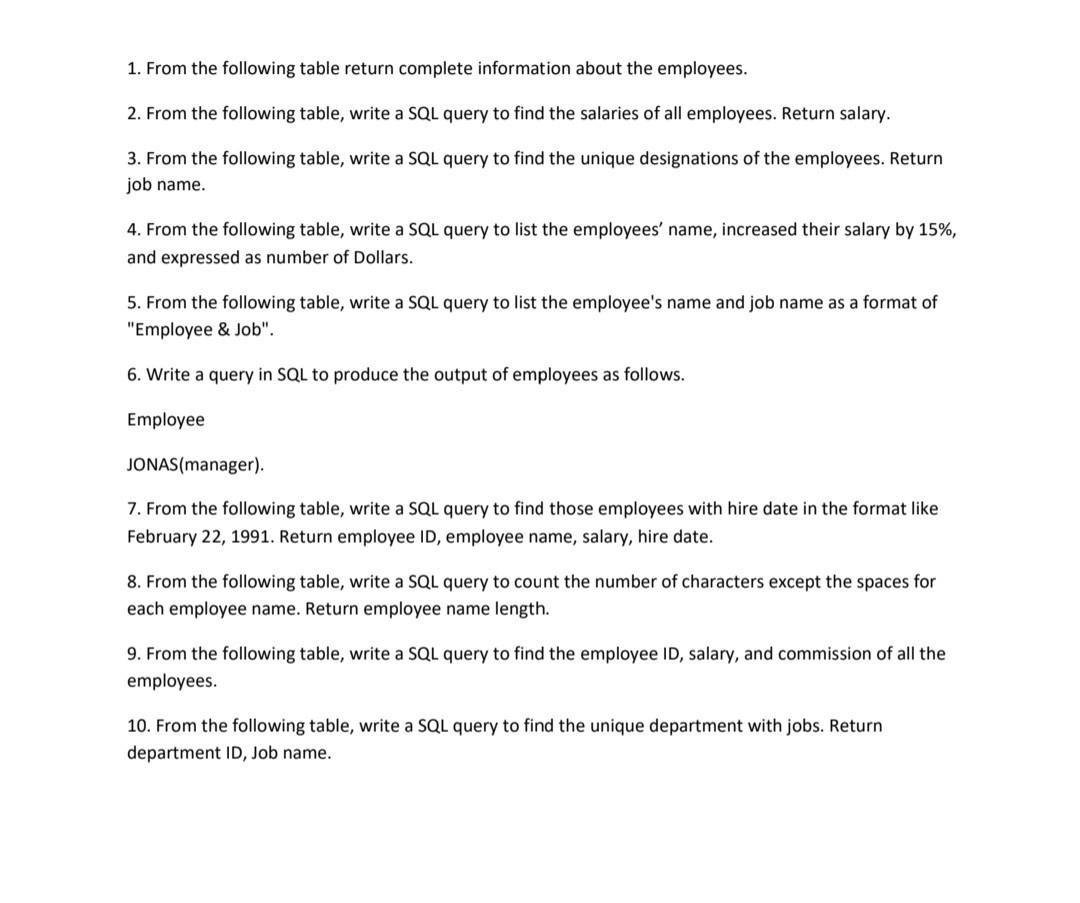 Solved 1. From the following table return complete | Chegg.com