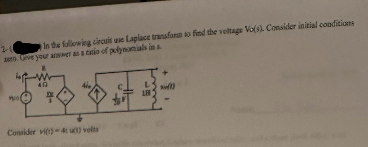 Solved 2( q, ﻿In the following circuit use Laplace transfomm | Chegg.com