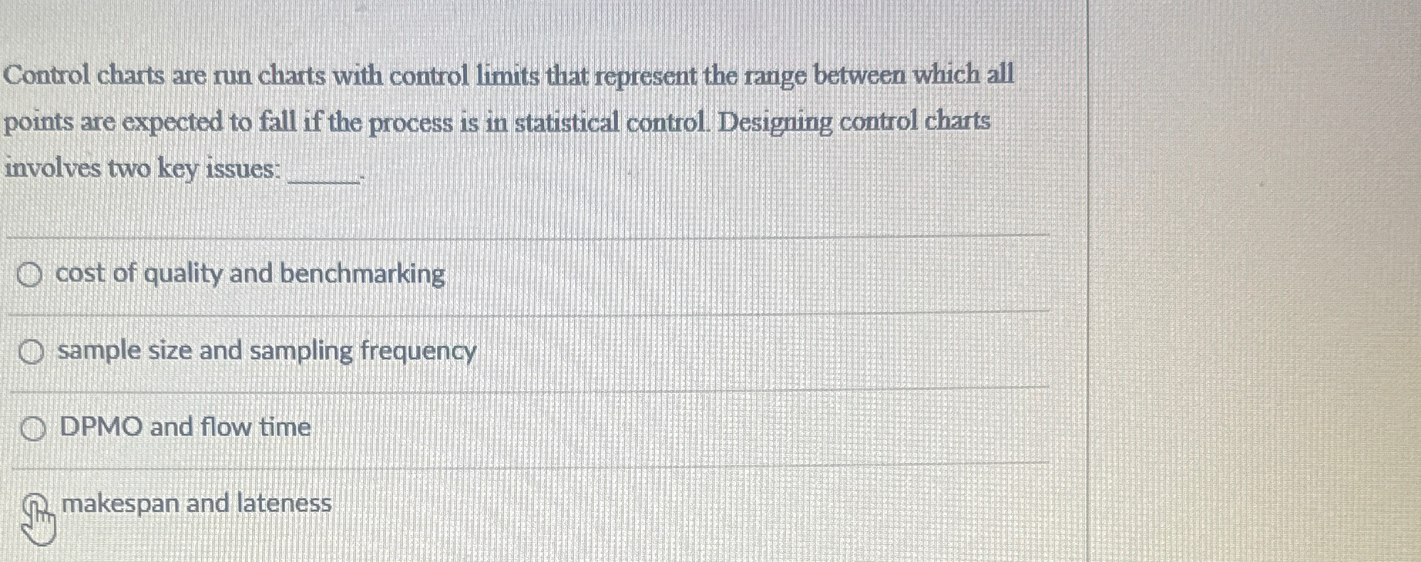 Solved Control charts are run charts with control limits | Chegg.com
