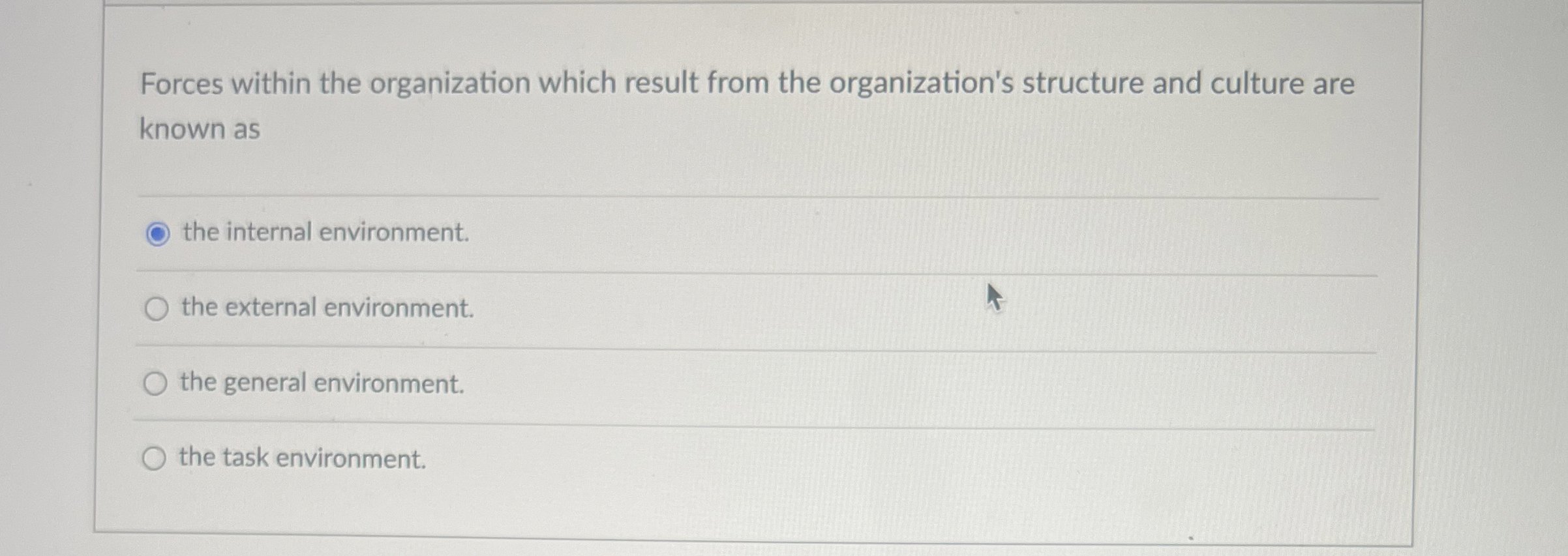 Solved Forces within the organization which result from the | Chegg.com