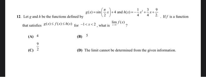 Solved 12 Let G And H Be The Functions Defined By