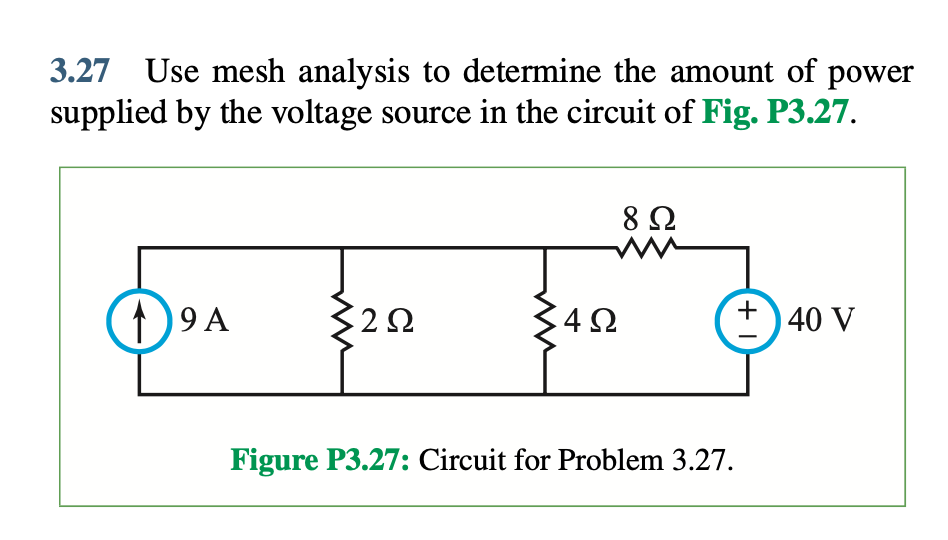 Solved 3.27 ﻿Use mesh analysis to determine the amount of | Chegg.com