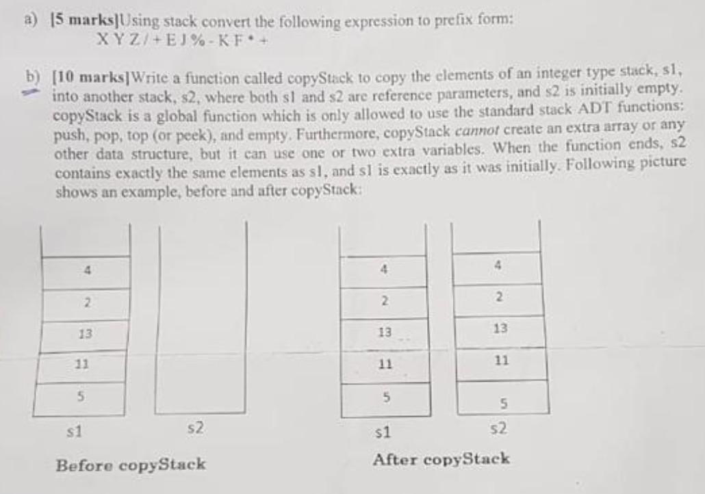Solved a) [5 marks]Using stack convert the following | Chegg.com