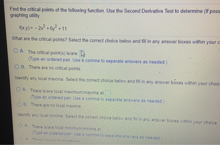 Solved Find the critical points of the following function. | Chegg.com