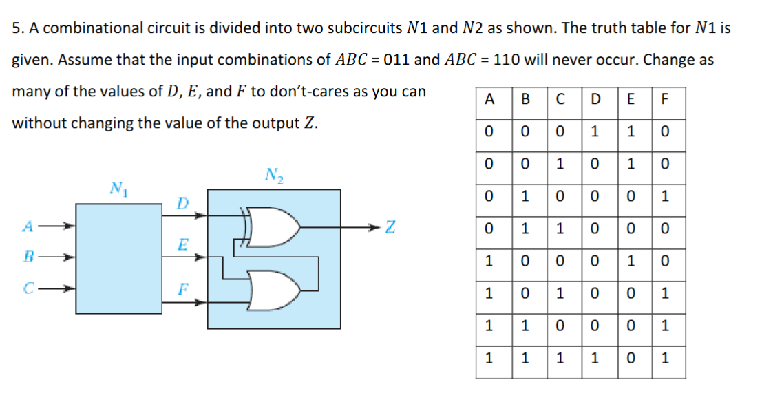Solved A combinational circuit is ﻿divided into two | Chegg.com