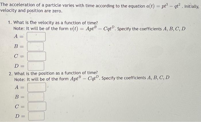 Solved The acceleration of a particle varies with time | Chegg.com