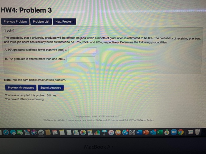 Solved HW4: Problem 3 Previous Problem Problem List Next | Chegg.com