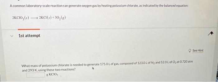 Solved A common laboratory-scale reaction can generate | Chegg.com
