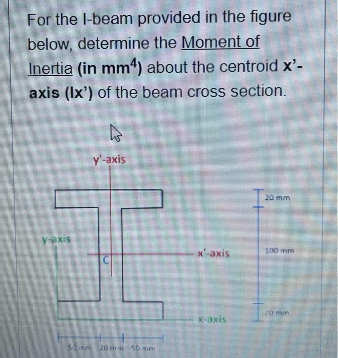 Solved For the I-beam provided in the figure below, | Chegg.com