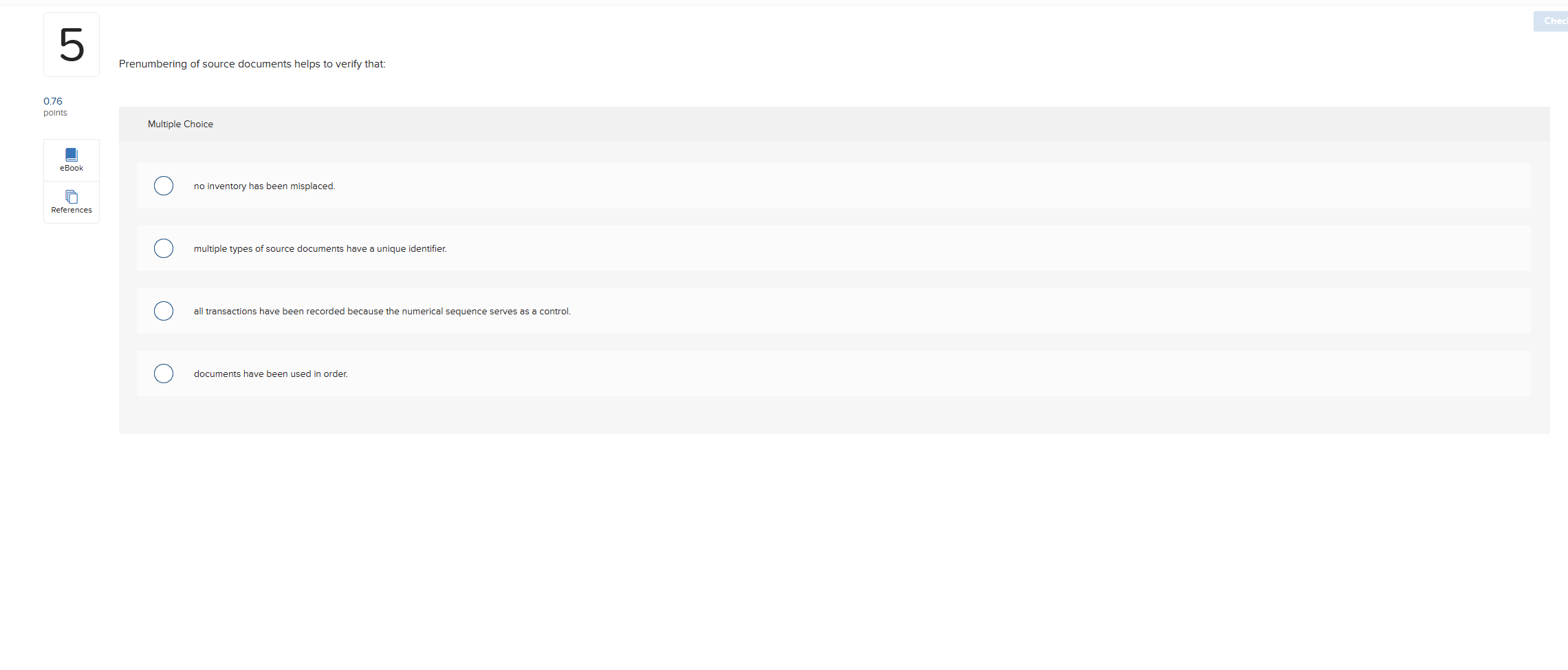 Solved Prenumbering of source documents helps to verify | Chegg.com