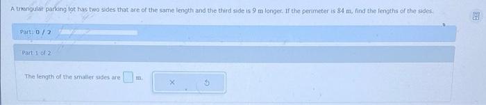 Solved A triangular parking lot has two sides that are of | Chegg.com