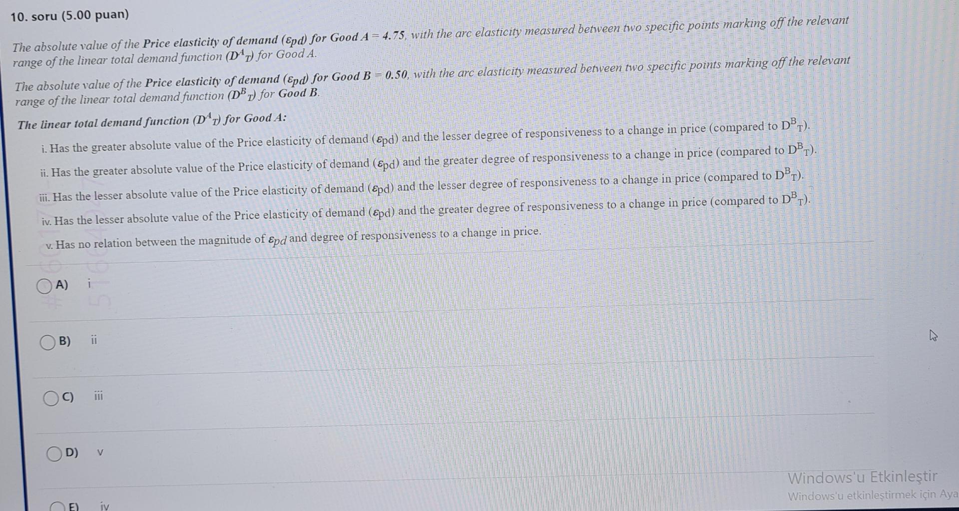 Solved The absolute value of the Price elasticity of demand | Chegg.com