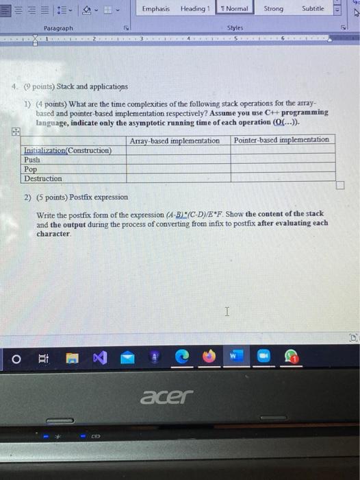 Solved Emphasis Heading 1 Normal Strong Subtitle Paragraph | Chegg.com