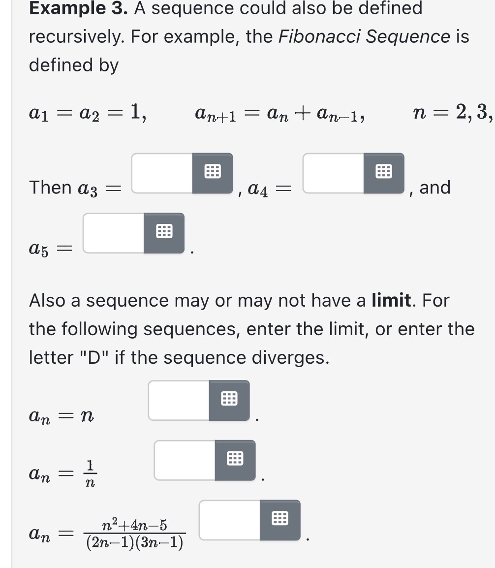 Example 3. ﻿A sequence could also be defined | Chegg.com