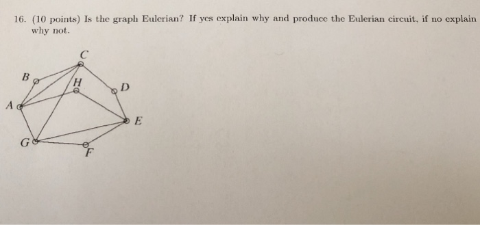 Solved 16. (10 points) Is the graph Eulerian? If yes explain | Chegg.com