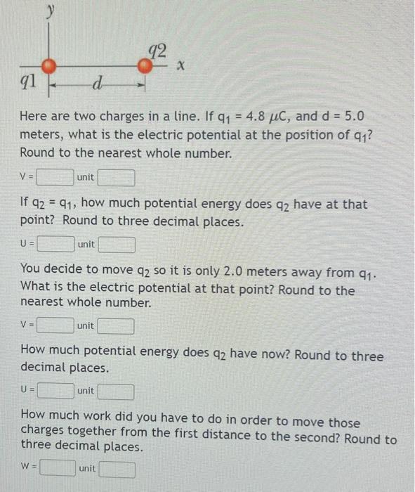 Solved Here are two charges in a line. If q1=4.8μC, and | Chegg.com