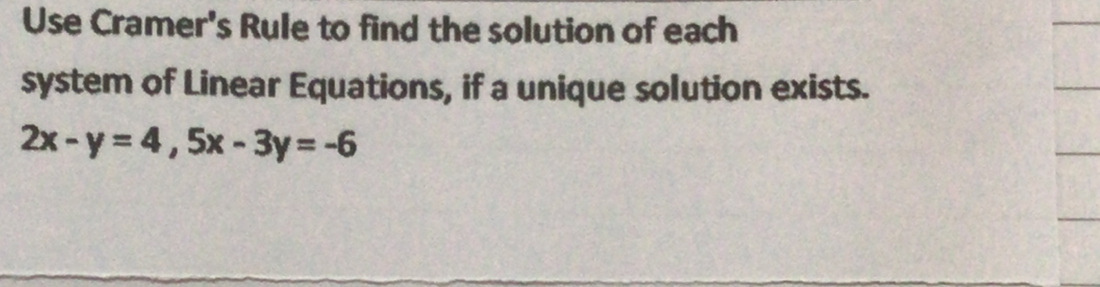 Solved Use Cramer's Rule to find the solution of each system | Chegg.com