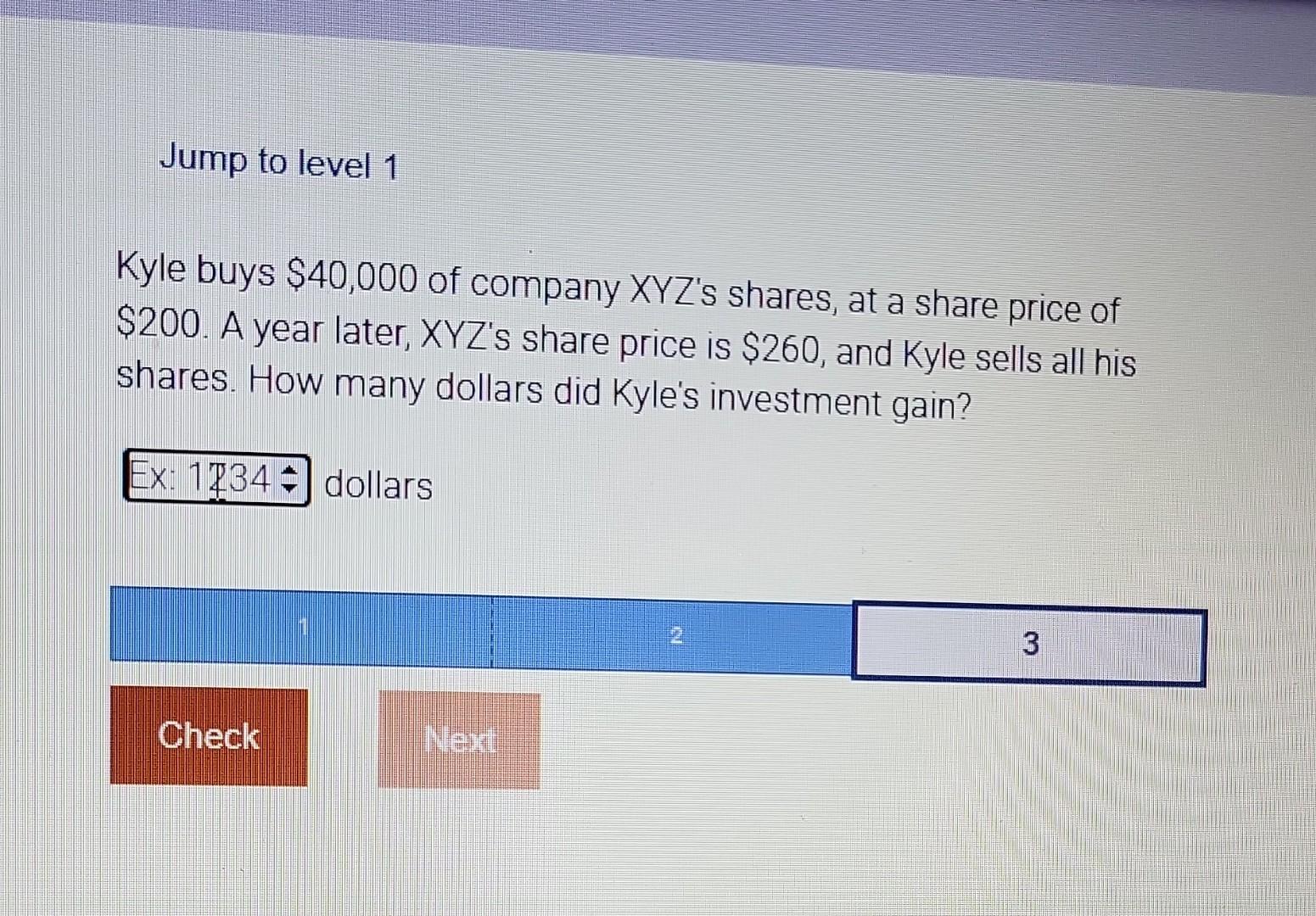Solved Kyle buys $40,000 of company XYZ 's shares, at a | Chegg.com