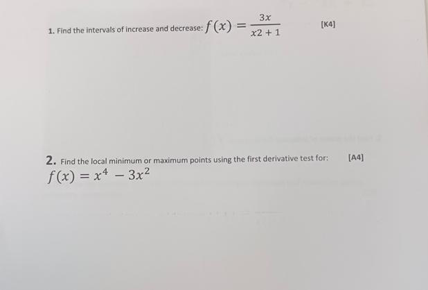 Solved Find the intervals of increase and decrease: | Chegg.com