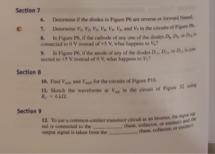 Solved Section 7 6. Determine if the diodes in Figure P6 are | Chegg.com