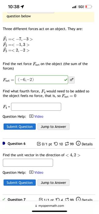 Solved Three different forces act on an object. They are: | Chegg.com