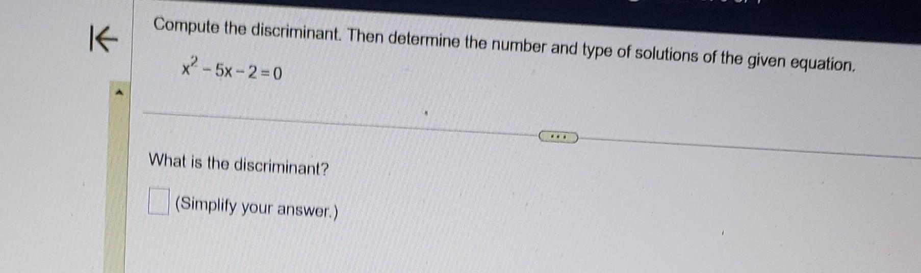 Solved Compute the discriminant. Then determine the number | Chegg.com