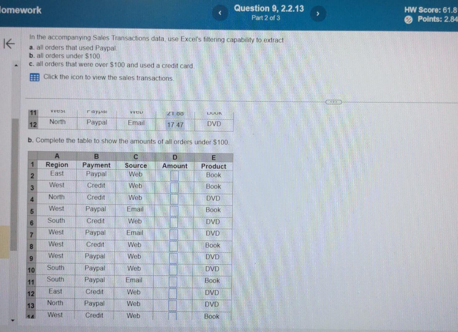 Solved In the accompanying Sales Transactions data, use | Chegg.com
