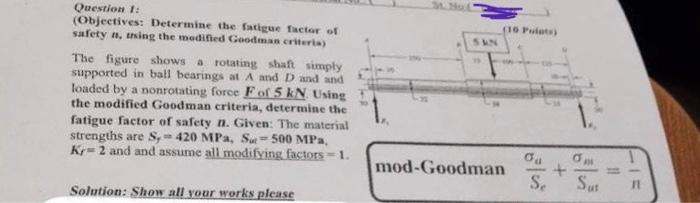 Solved Question I: (Objectives: Determine the facigue facter | Chegg.com