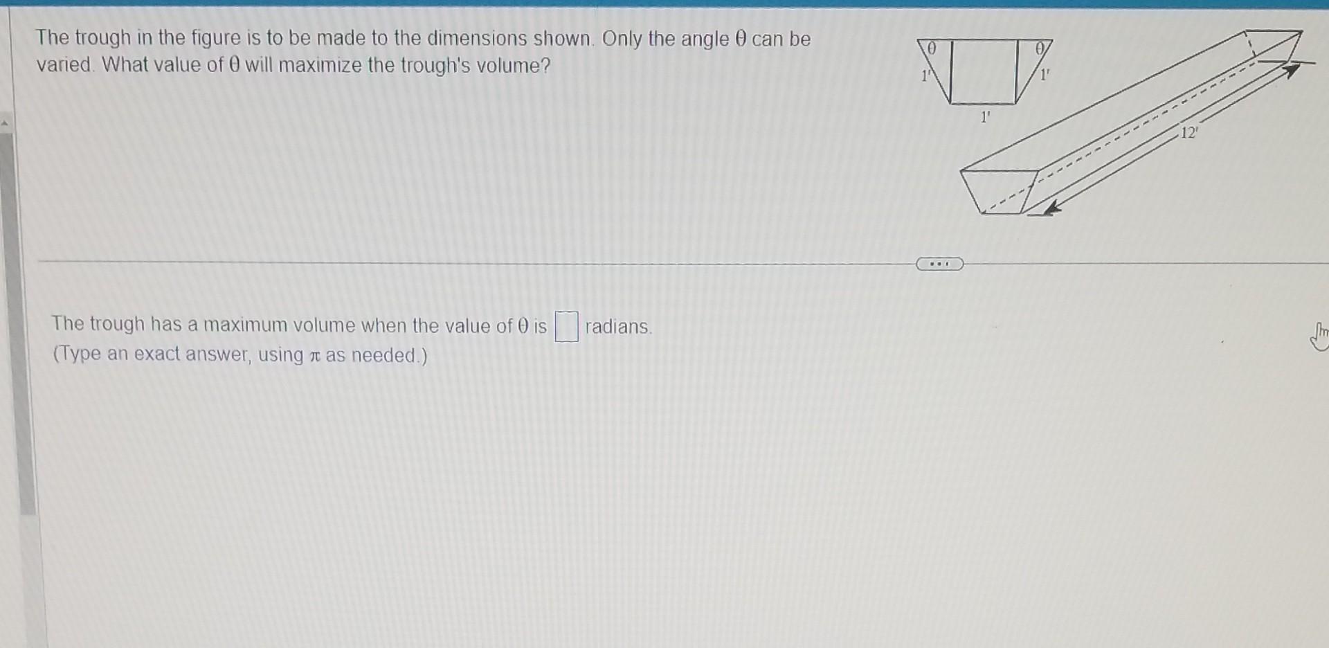 Solved The trough in the figure is to be made to the | Chegg.com