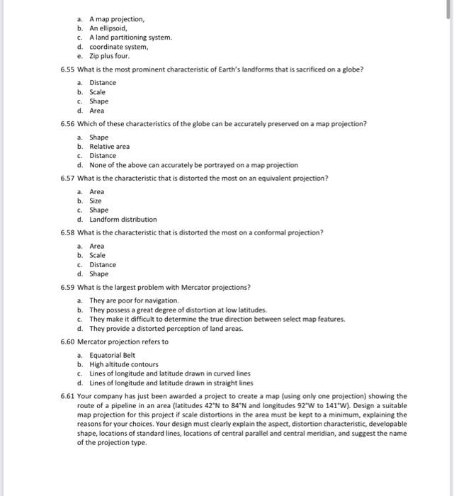 Solved Chapter 6: Map Projections 6.1. Are all of the lines | Chegg.com