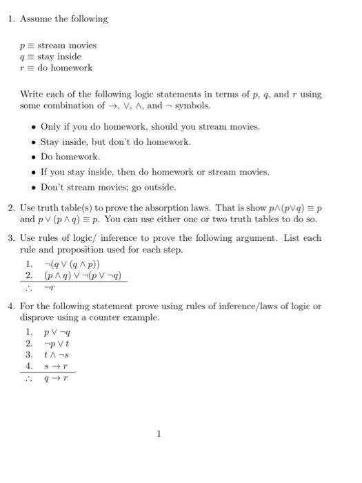 Solved 1. Assume the following p = stream movies 9 stay | Chegg.com