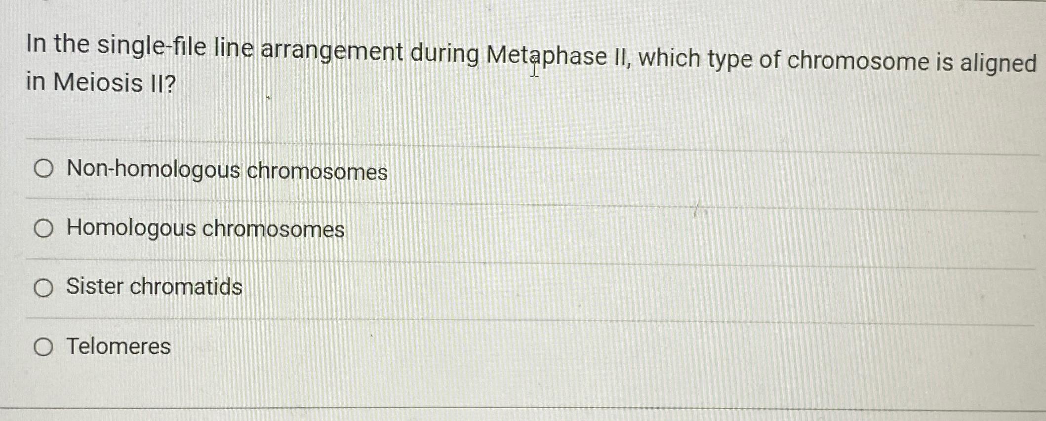 Solved In the single-file line arrangement during Metaphase | Chegg.com