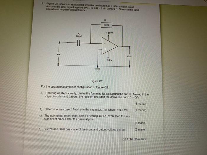 Solved 2. Figure 2 shows an operational ampter configured as | Chegg.com