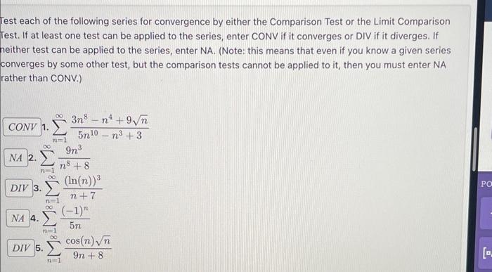 Solved Test each of the following series for convergence by | Chegg.com